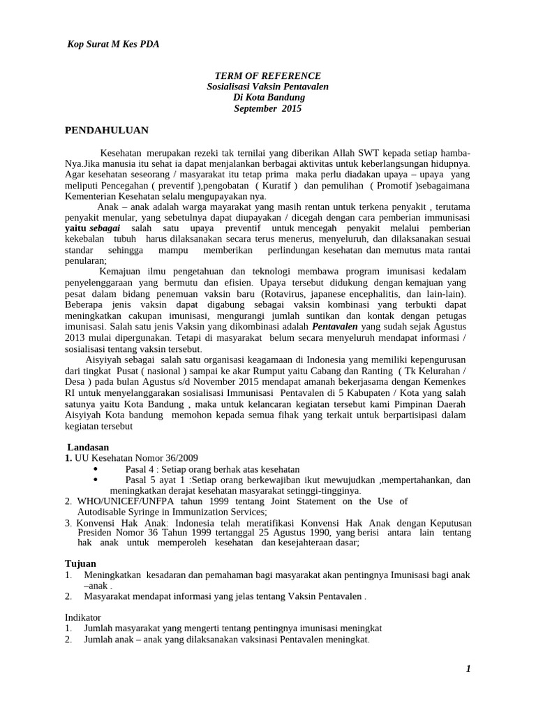 TOR Sos Imunisasi Kota BDG | PDF