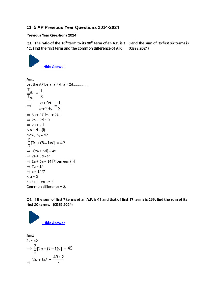 Ch 5 AP PYQ 2017-2024 | PDF | Rupee | Mathematics Ch 5 AP PYQ 2017-2024 | PDF | Rupee | Mathematics