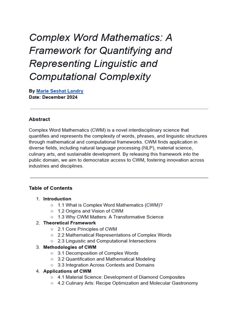 Complex Word Mathematics_ a Framework for Quantifying and Representing Linguistic and ...