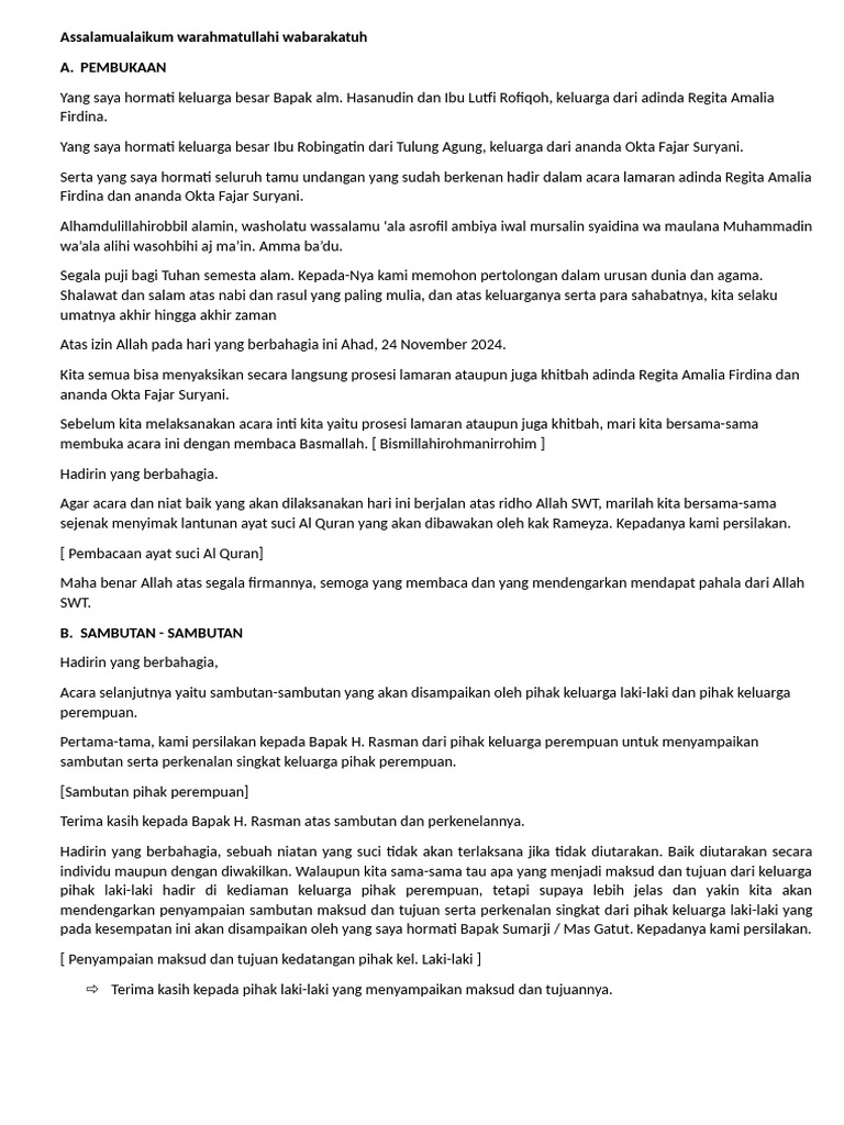 Kata-kata MC LAMARAN | PDF