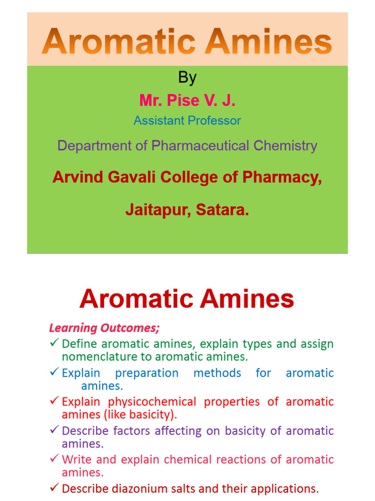 Aromatic Amines | PDF | Amine | Chemical Compounds