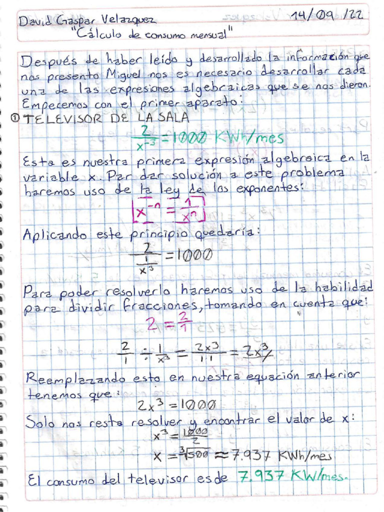 Gaspar - David - Álgebra - U2A1 | PDF | Energia electrica | Electricidad