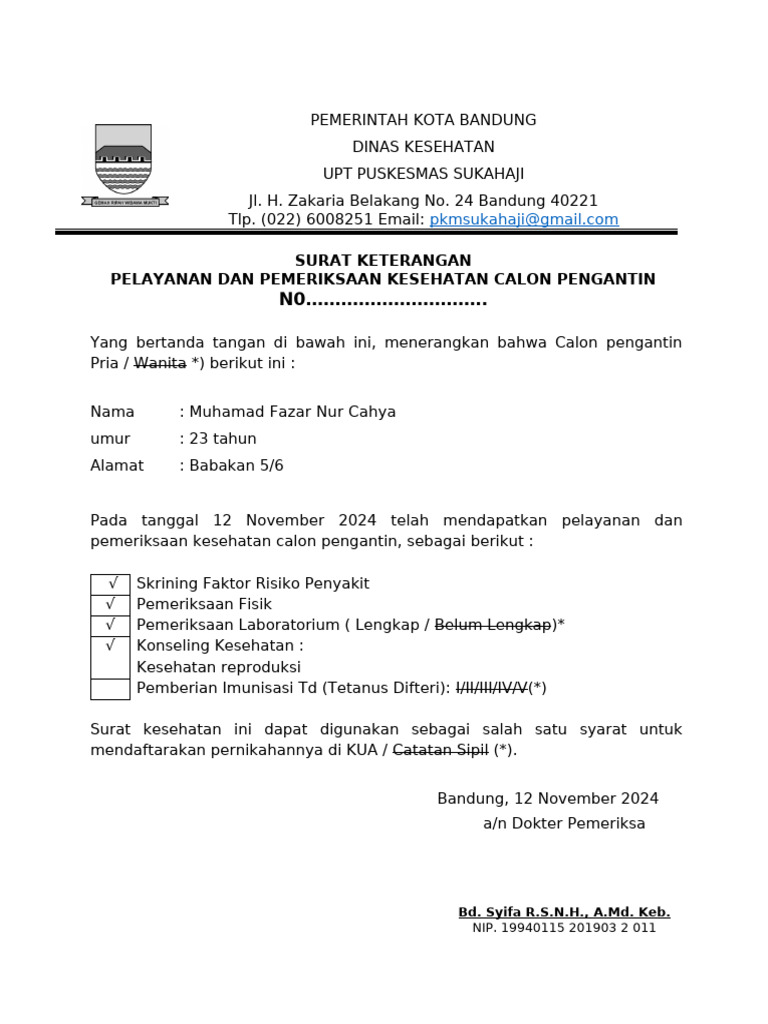 Surat Keterangan Catin EDIT | PDF