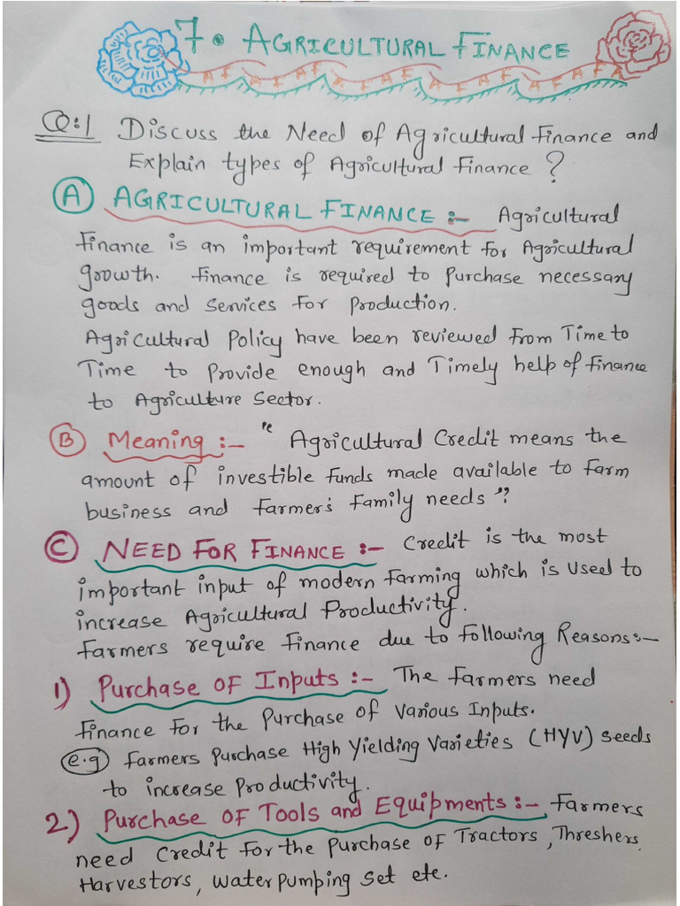 Agriculture Finance | PDF