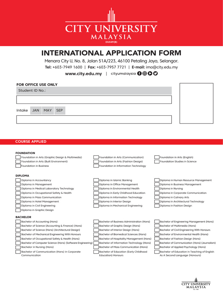 International Application Form Guide | PDF | Fee | Bachelor's Degree