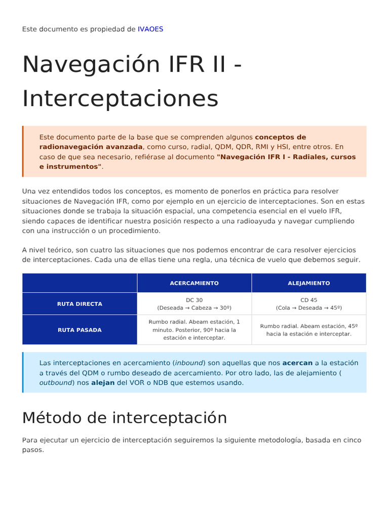 Navegacion Ifr II Interceptaciones | PDF | Reglas de vuelo por instrumentos