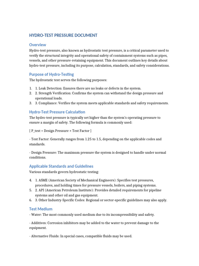 Hydro-Test_Pressure_Document | PDF | Applied And Interdisciplinary ...