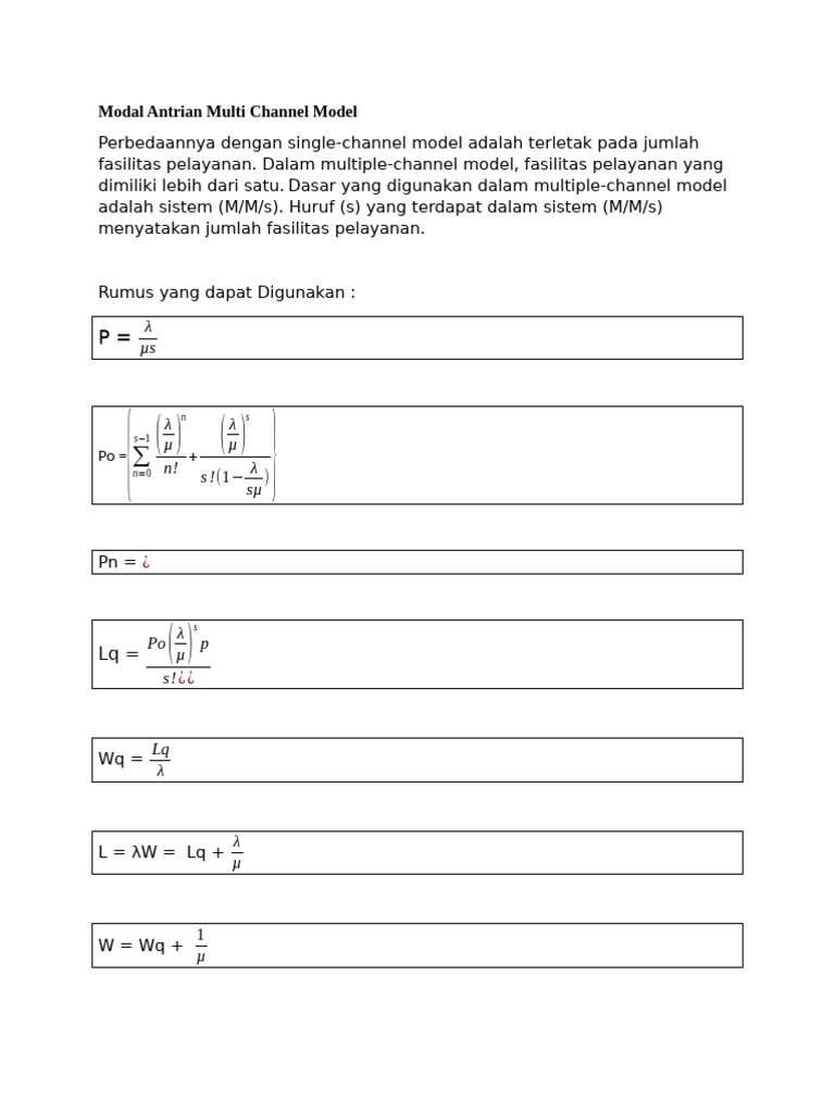 Modal Antrian Multi Channel Model Striawan[2] | PDF