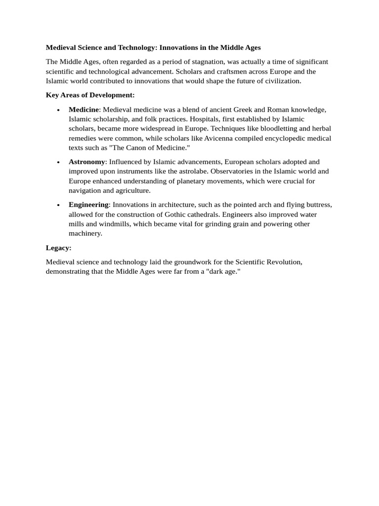 Medieval Science and Technology | PDF