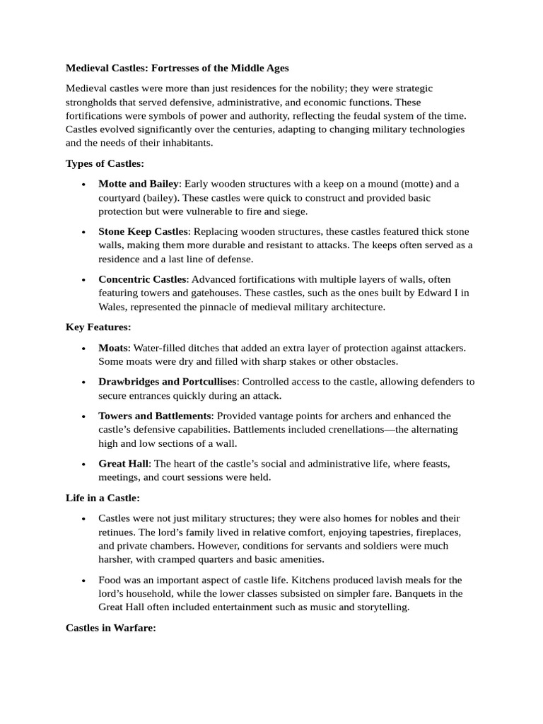 Medieval Castles | PDF | Castle | Fortification