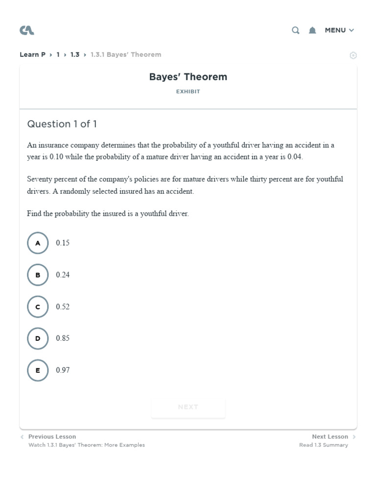 1.3.1 Bayes Theorem - Sample Question | PDF