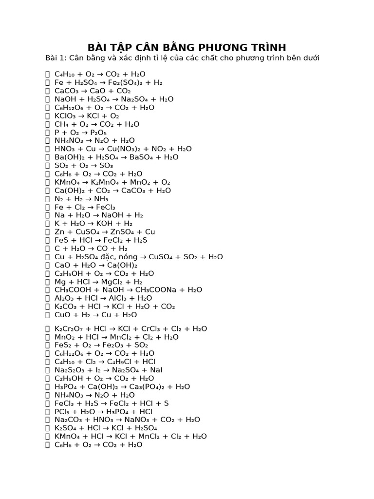 Can Bang Phuong Trinh Hoa Hoc | PDF