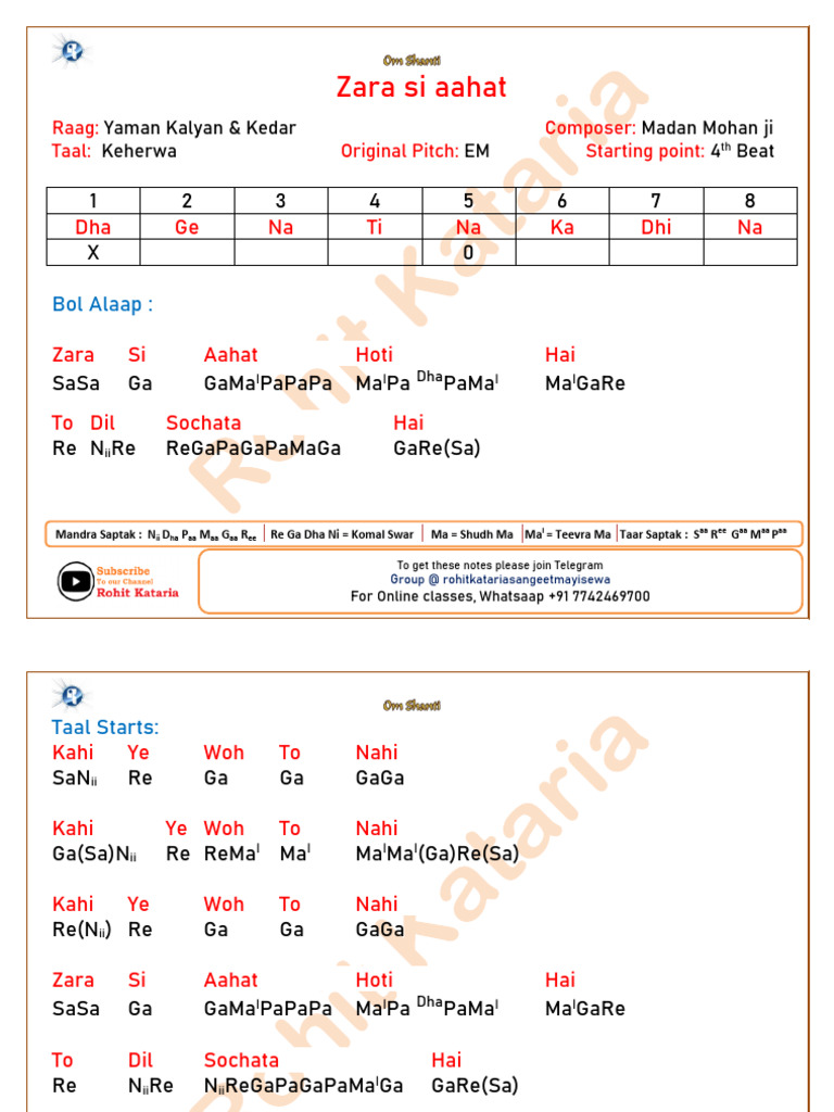 Zara Si Aahat | PDF | Pitch (Music)