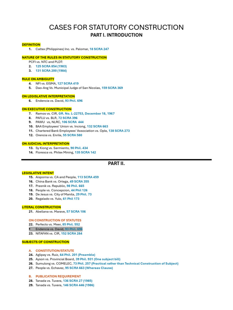STATCON Case List For Final Project | PDF | Statutory Interpretation | Justice