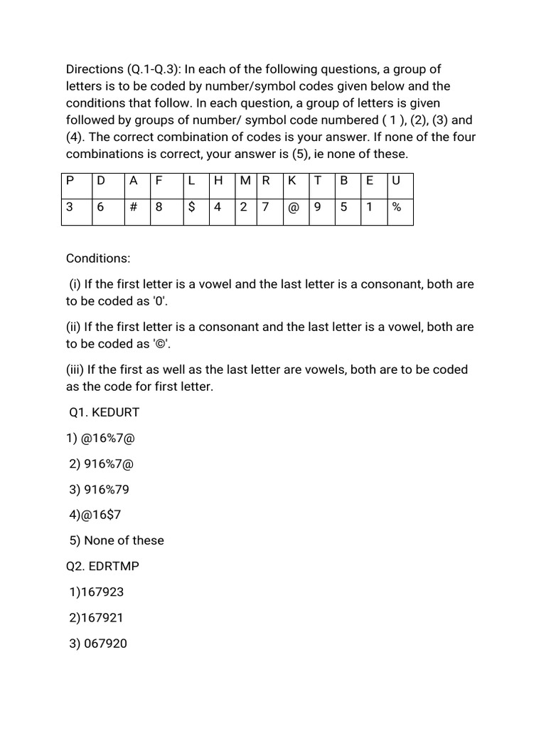 Letter Coding (Conditional) | PDF