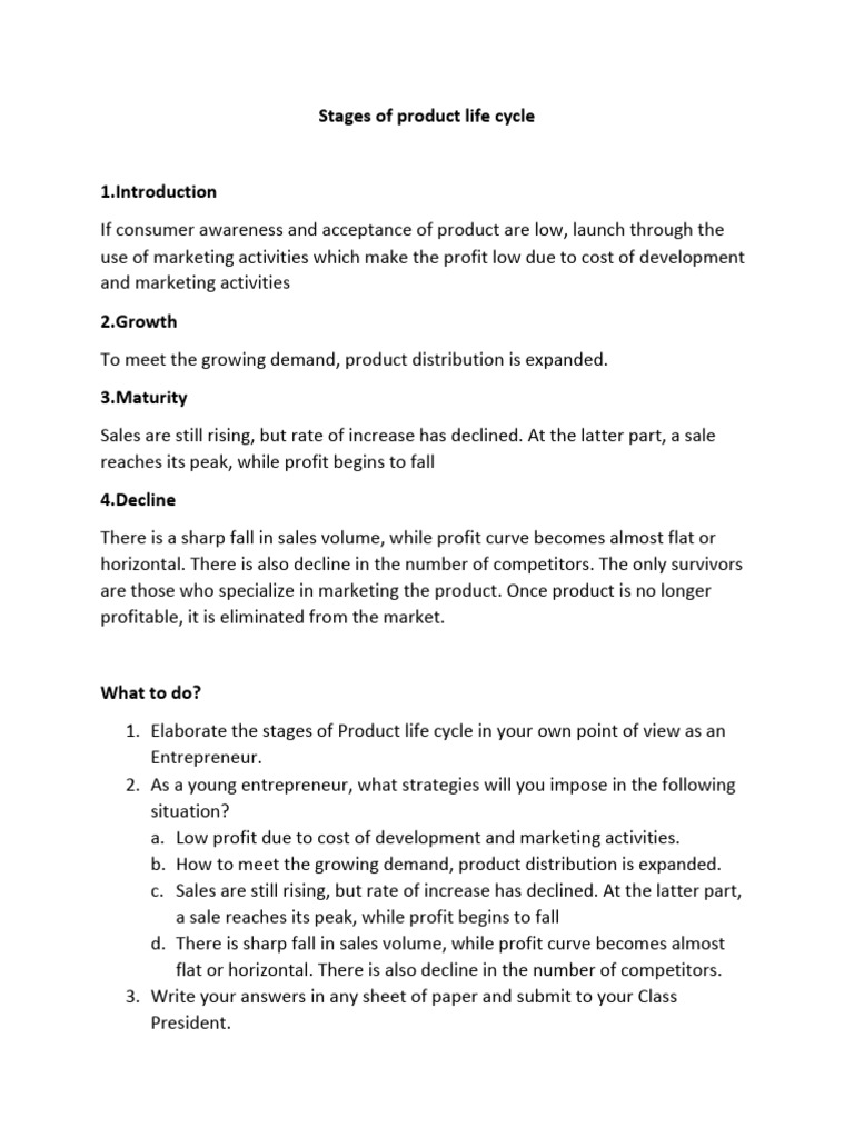Stages of Product Life Cycle | PDF