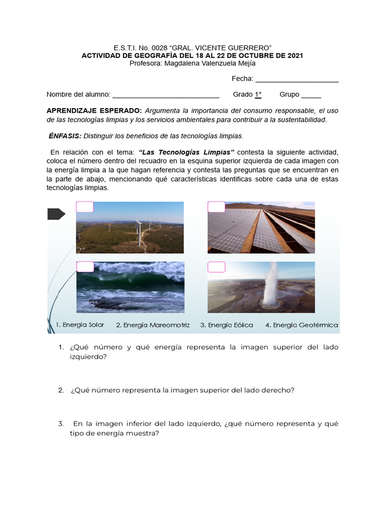 azucena rivera torres - Las tecnologías limpias 1° B | PDF