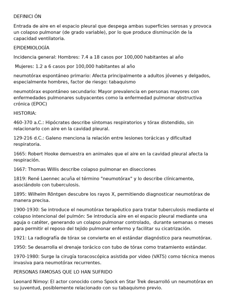 Neumotorax | PDF | Pulmón | Choque (circulatorio)
