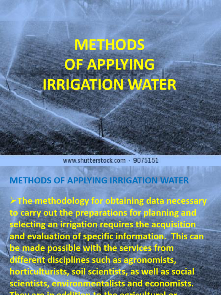 7 Methods of Applying Irrigation Water | PDF | Irrigation | Water