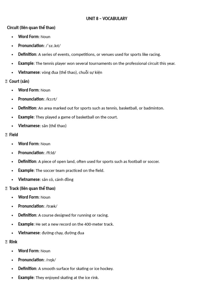 Unit-8-Vocab | PDF | Noun | Adjective