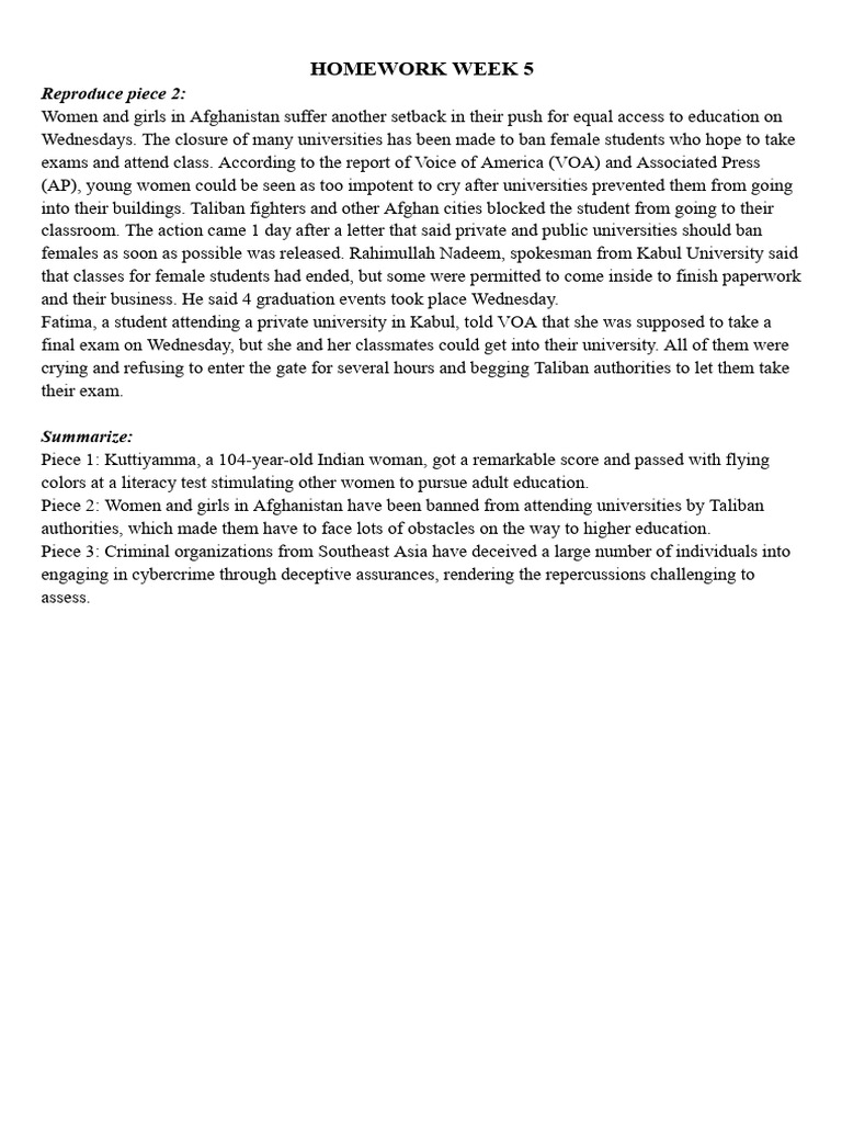 Homework Week 5 | PDF