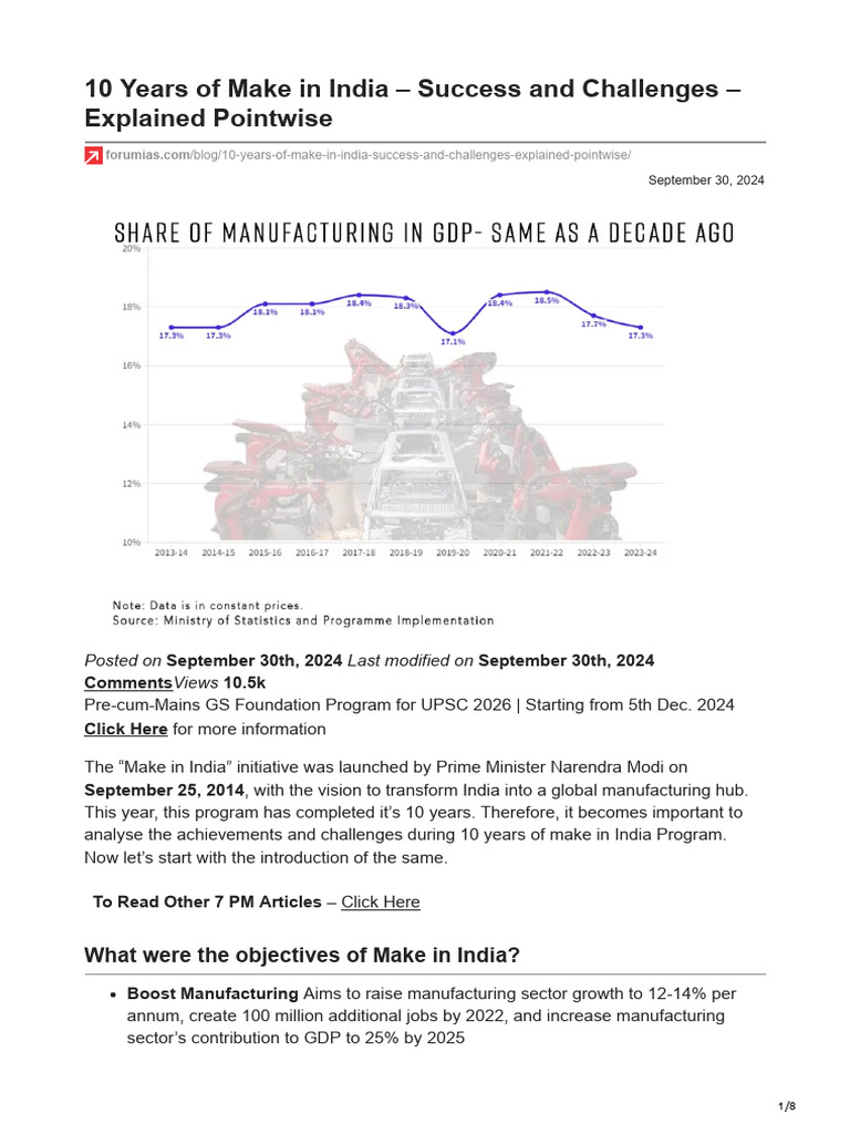 forumias.com-10 Years of Make in India Success and Challenges Explained ...