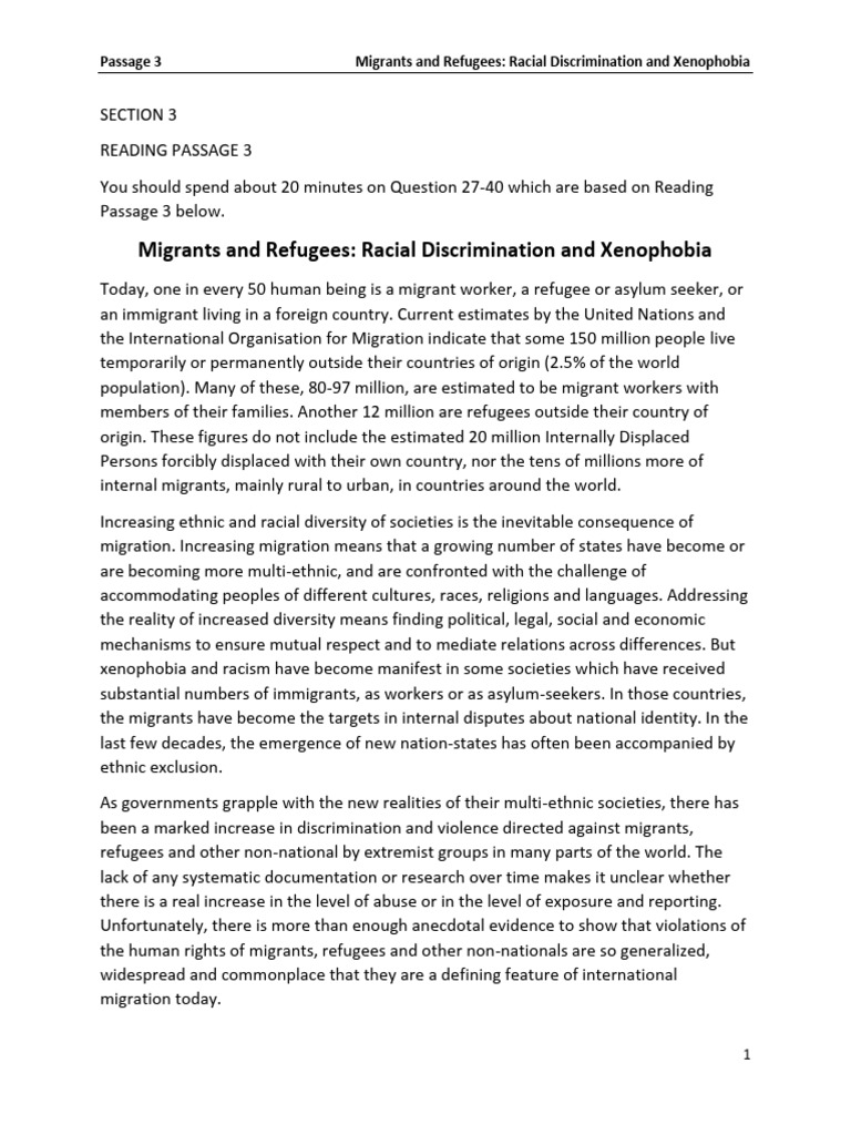 53 Passage 3 - Migrants and Refugees Racial Discrimination and ...