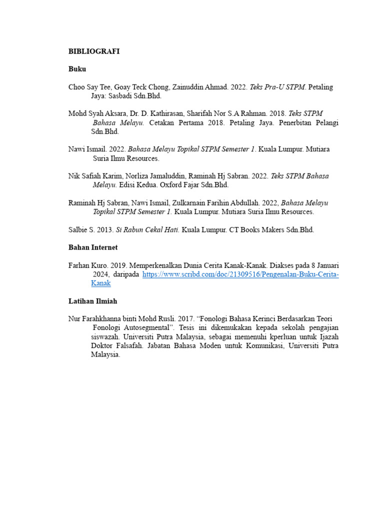 BIBLIOGRAFI BM STPM (1) | PDF