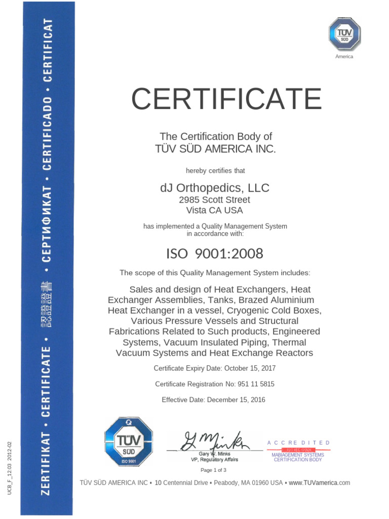 TUV-Certificate | PDF | Heat Exchanger | Applied And Interdisciplinary Physics