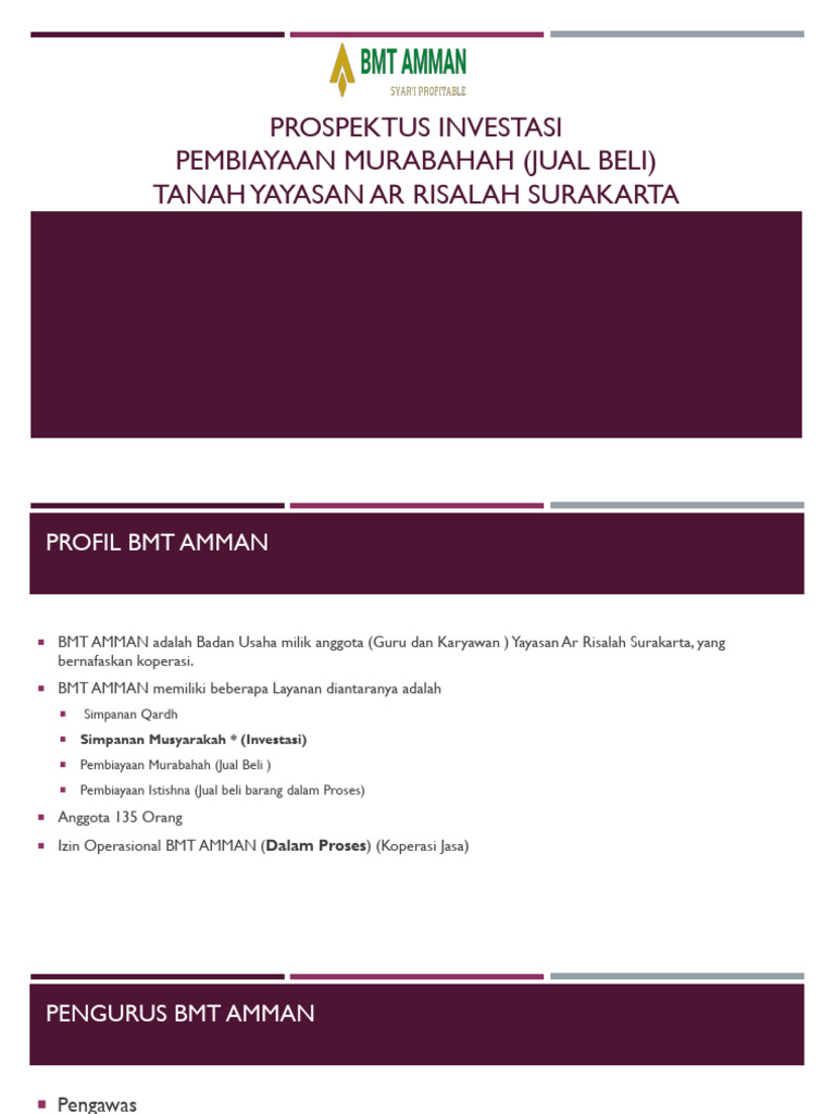 PROSPEKTUS INVESTASI BMT AMMAN | PDF