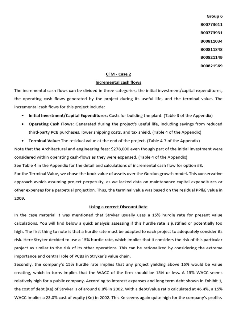 Stryker PCB Project Financial Analysis | PDF | Net Present Value ...