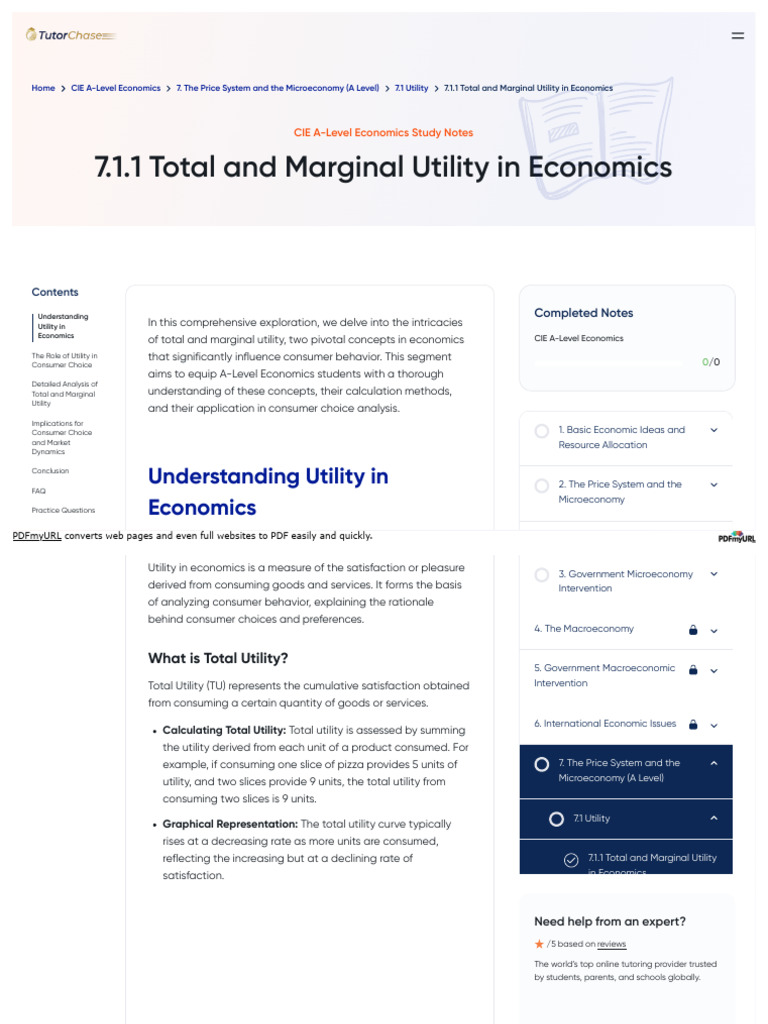 Total and Marginal Utility Explained | PDF | Utility | Marginal Utility
