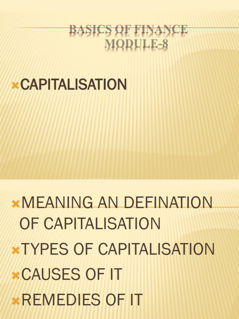 Basics-of-Finance-Capitalisation-Manisha-Shinde | PDF | Stocks | Dividend