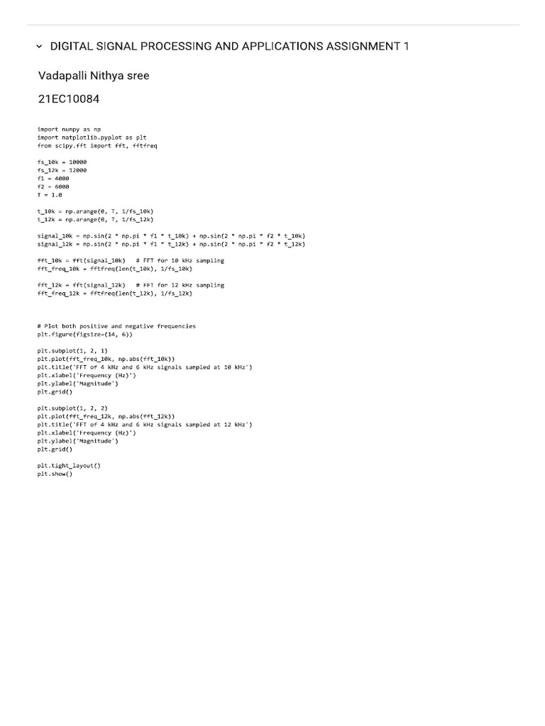DSP Assignment1 | PDF