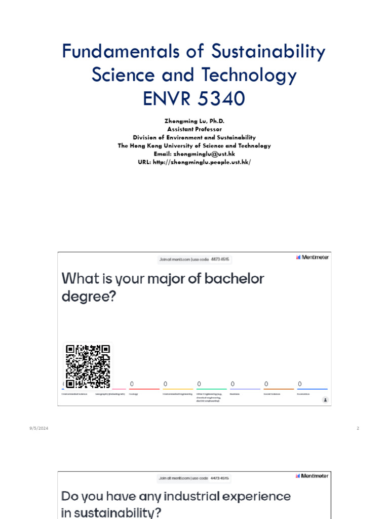 Introduction To Sustainability Science 2024 - Before Class | PDF ...