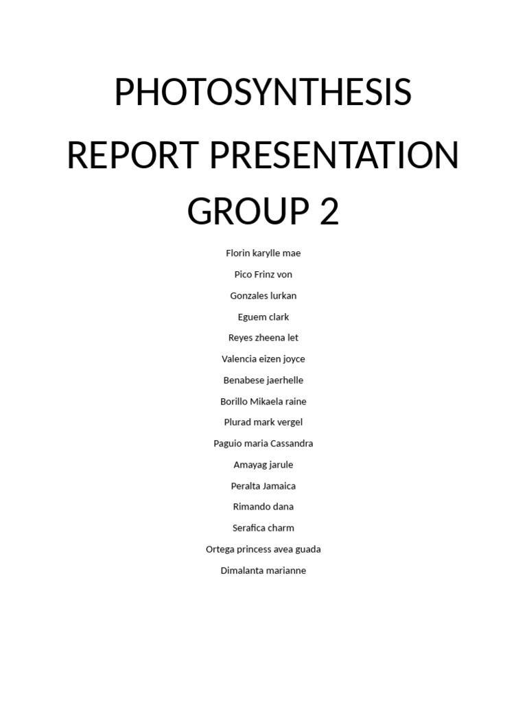 Photosynthesis Group 2 | PDF | Photosynthesis | Chloroplast