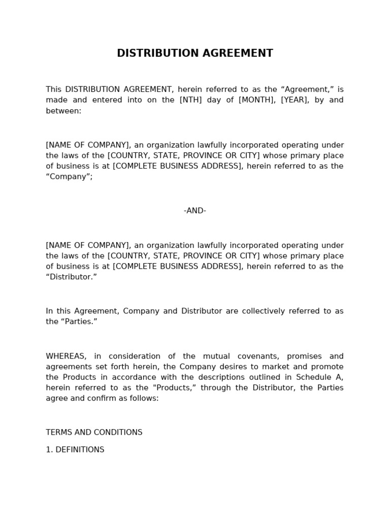 DISTRIBUTION AGREEMENT | PDF | Bankruptcy | Breach Of Contract