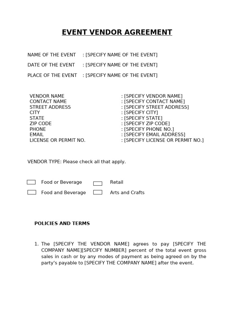 Event Vendor Agreement | PDF | Legal Liability | Indemnity