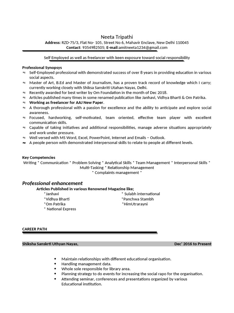 Neeta Tripathi: Education & Writing Expert | PDF