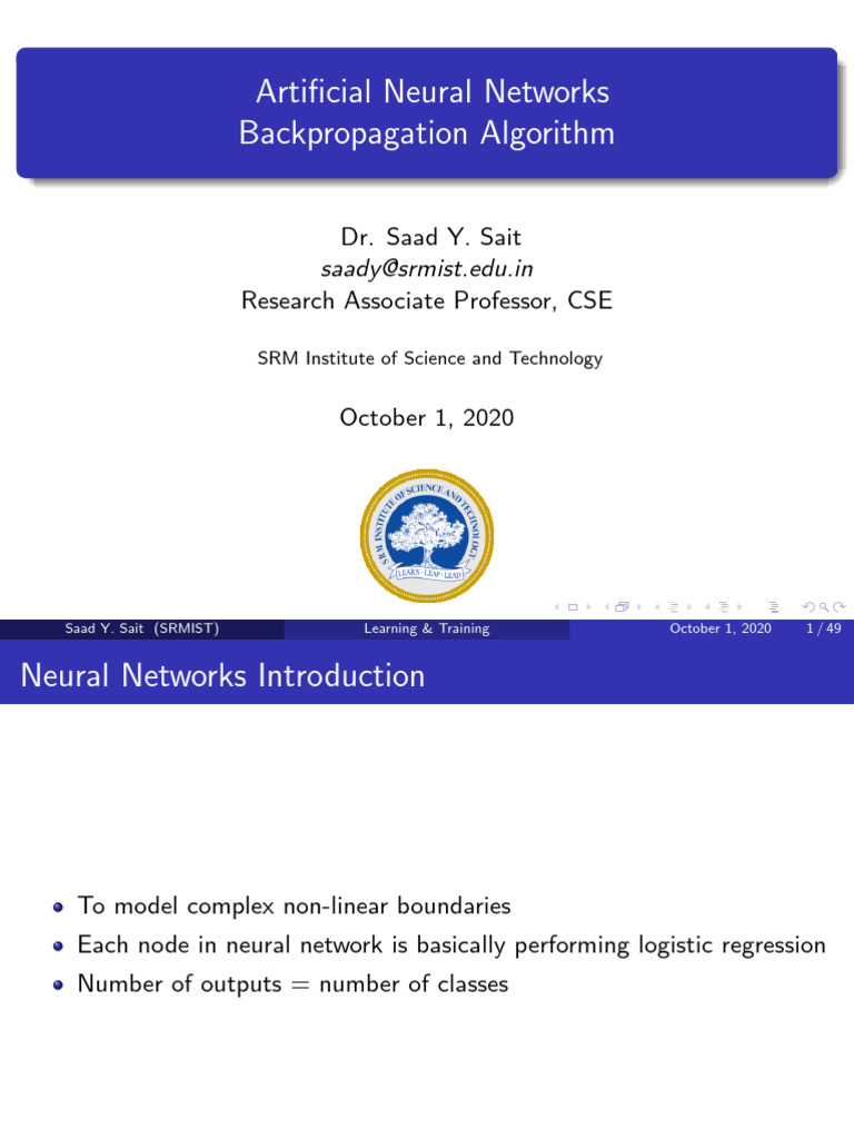 ANN Backpropagation Slides | PDF | Artificial Neural Network | Machine Learning