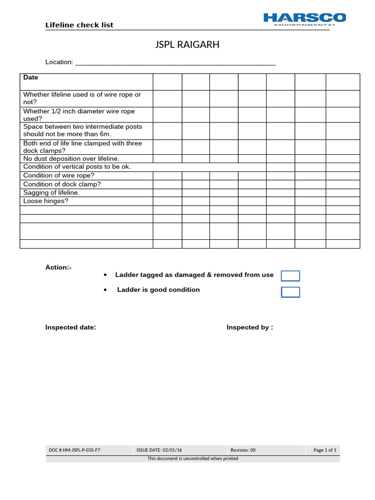 Lifeline Safety Inspection Guide | PDF