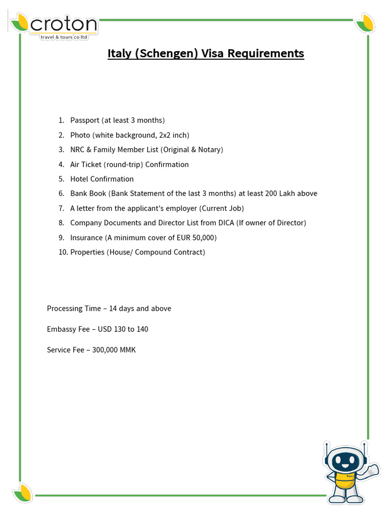 Italy Visit Visa (30 May 2023) | PDF