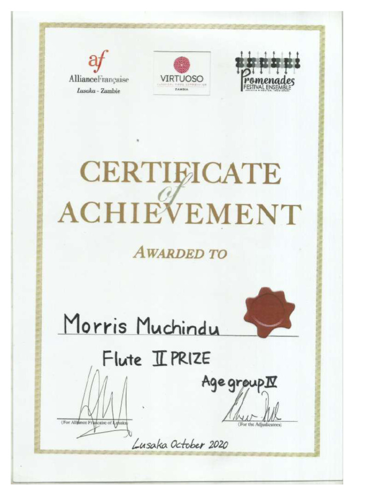 Certificate of Achievement Award Flute Ii | PDF