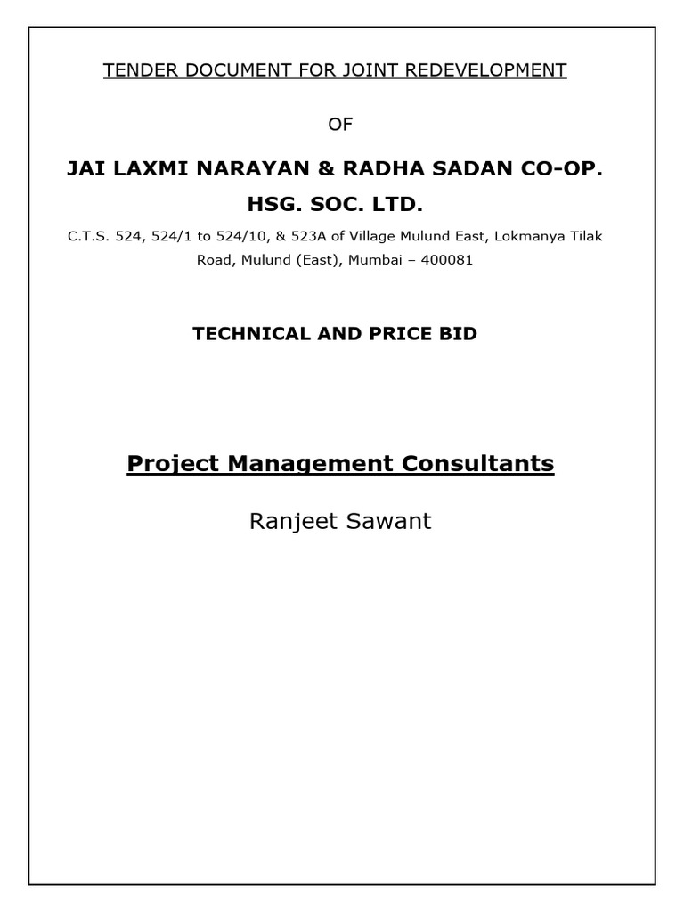Draft Tender JT Redevelopment | PDF | Banks | Sole Proprietorship