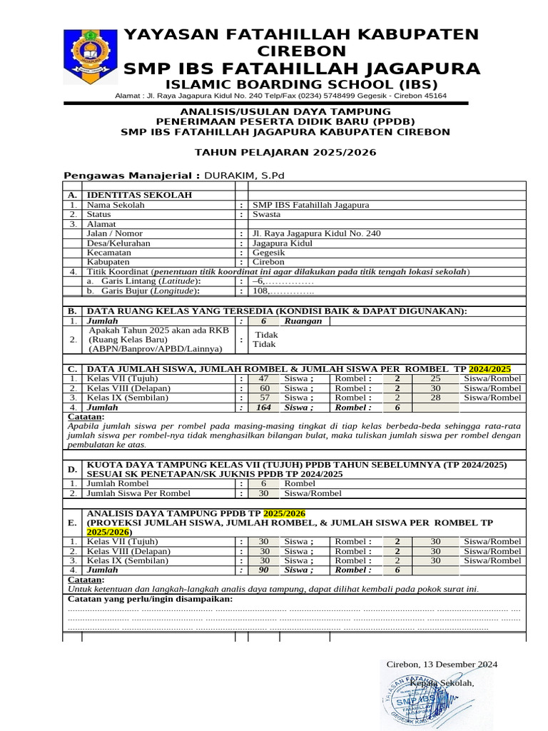@format Analisis-Usulan Daya Tampung PPDB SMP Tahun 2025 | PDF