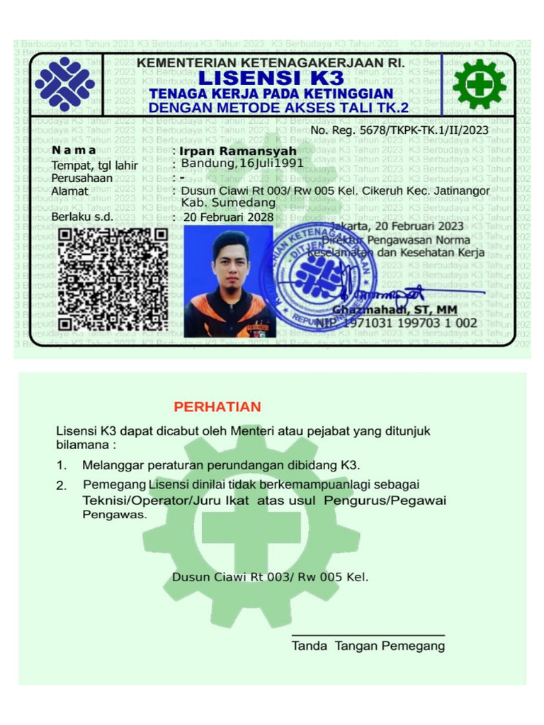 IRPAN Lisensi K3 Keselamatankerja | PDF