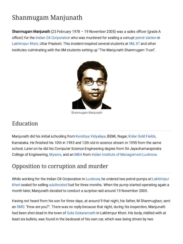 Shanmugam Manjunath - Wikipedia | PDF