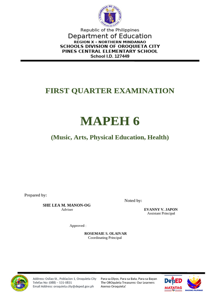 PT-MAPEH-1st-Quarter-2023-2024-EDITED | PDF | Logos | Texture Mapping