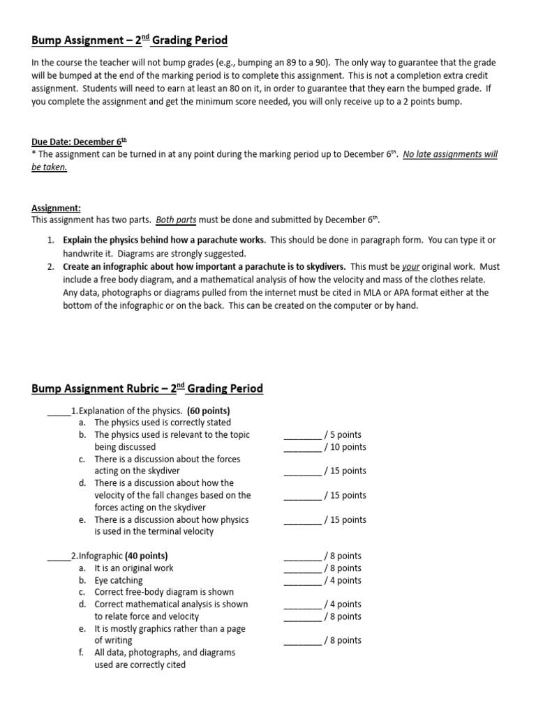 APP1_Bump_Assignment_-_Grading_Period_2_24-25 | PDF | Infographics | Force