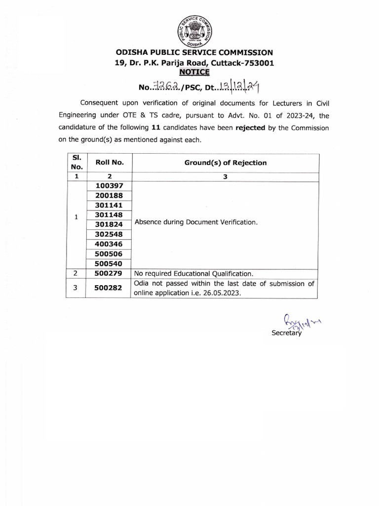 Civil Rejection | PDF